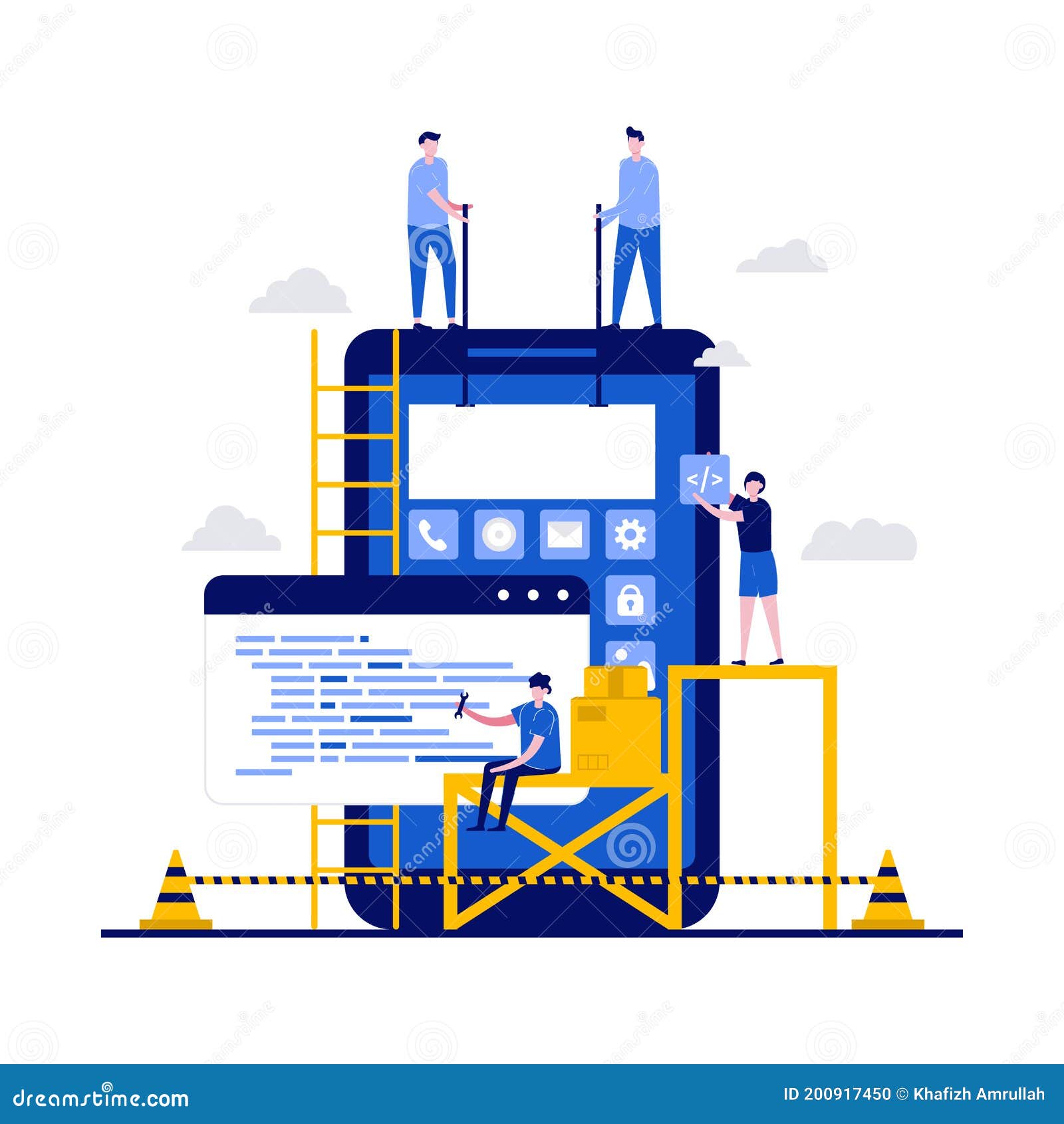 UI UX Design App Creation Concept with Character. People Creators Team ...