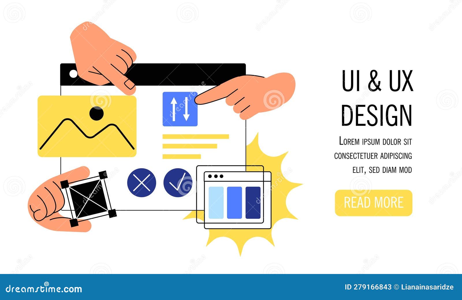 UI and UX design banner stock vector. Illustration of concept - 279166843