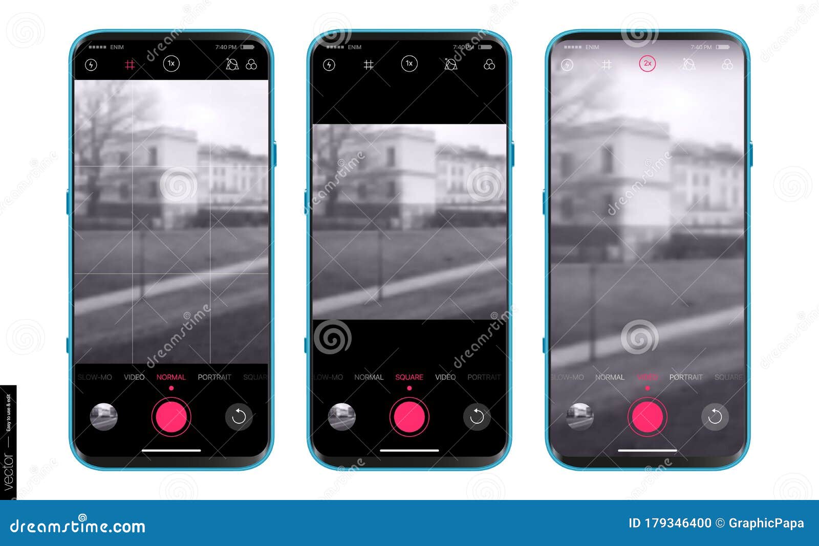UI UX Design Camera App for Mobile. Stock Vector - Illustration of ...