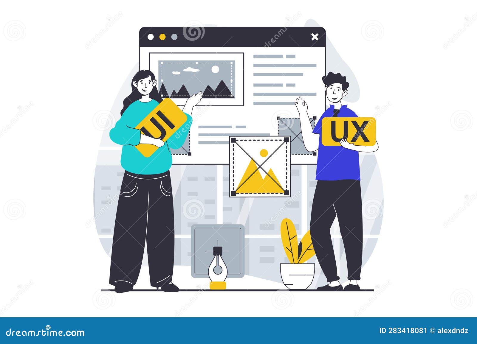 UI UX Design Concept with People Scene in Flat Graphic for Web Stock ... UI UX Design Concept with People Scene in Flat Graphic for Web Stock ...