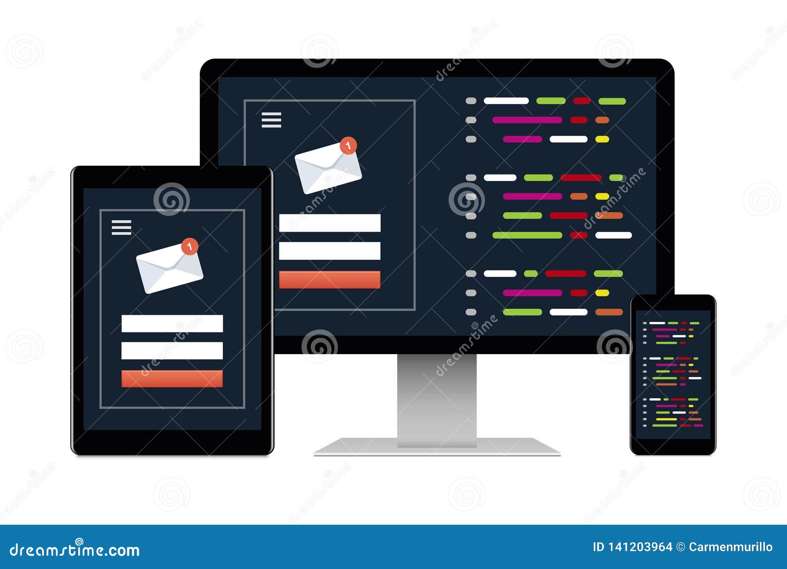 UI/UX Design and Development Concept on Electronic Devices Isolated on ...