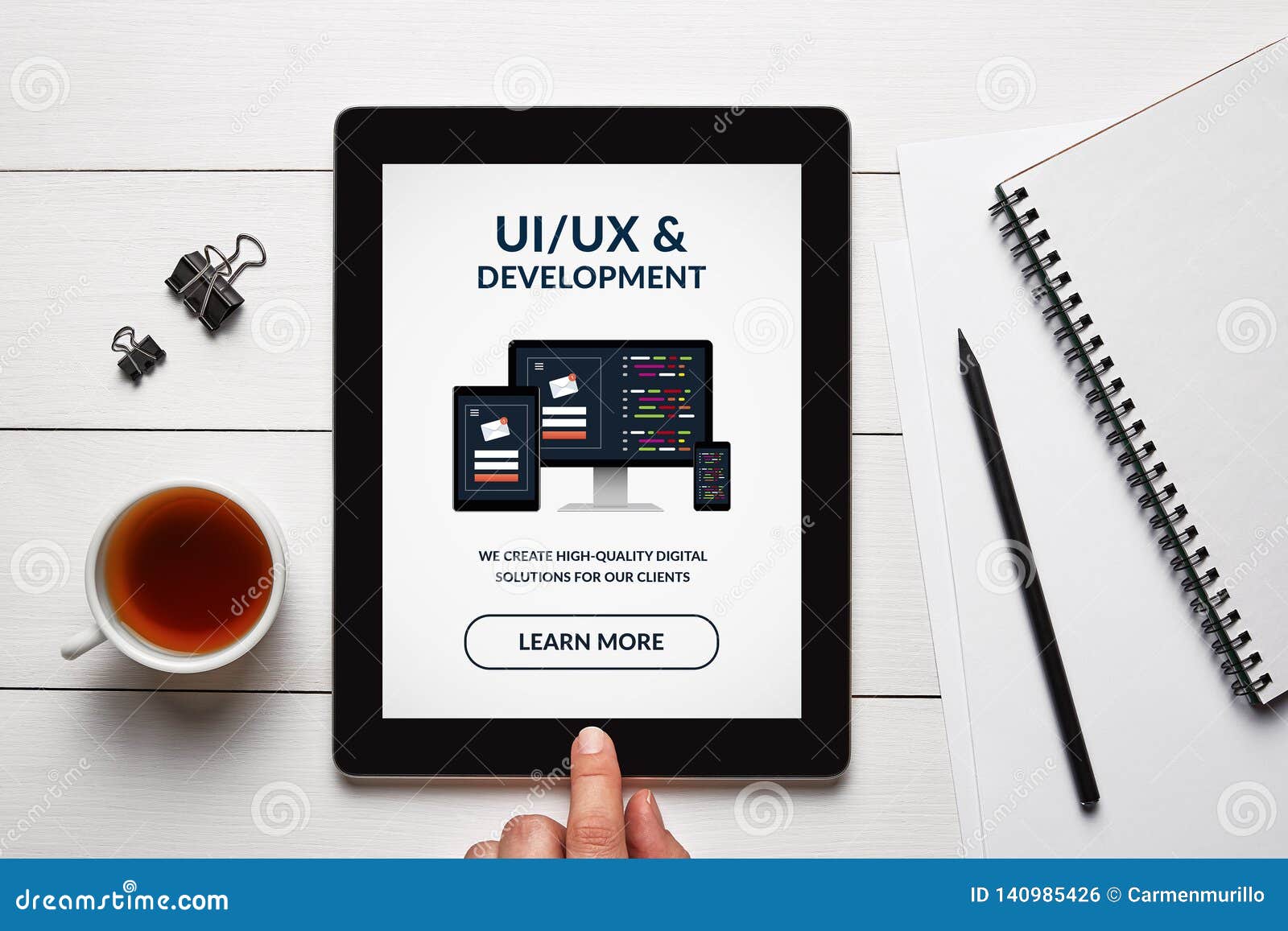 UI/UX Design and Development Concept on Tablet Screen Stock Photo ...
