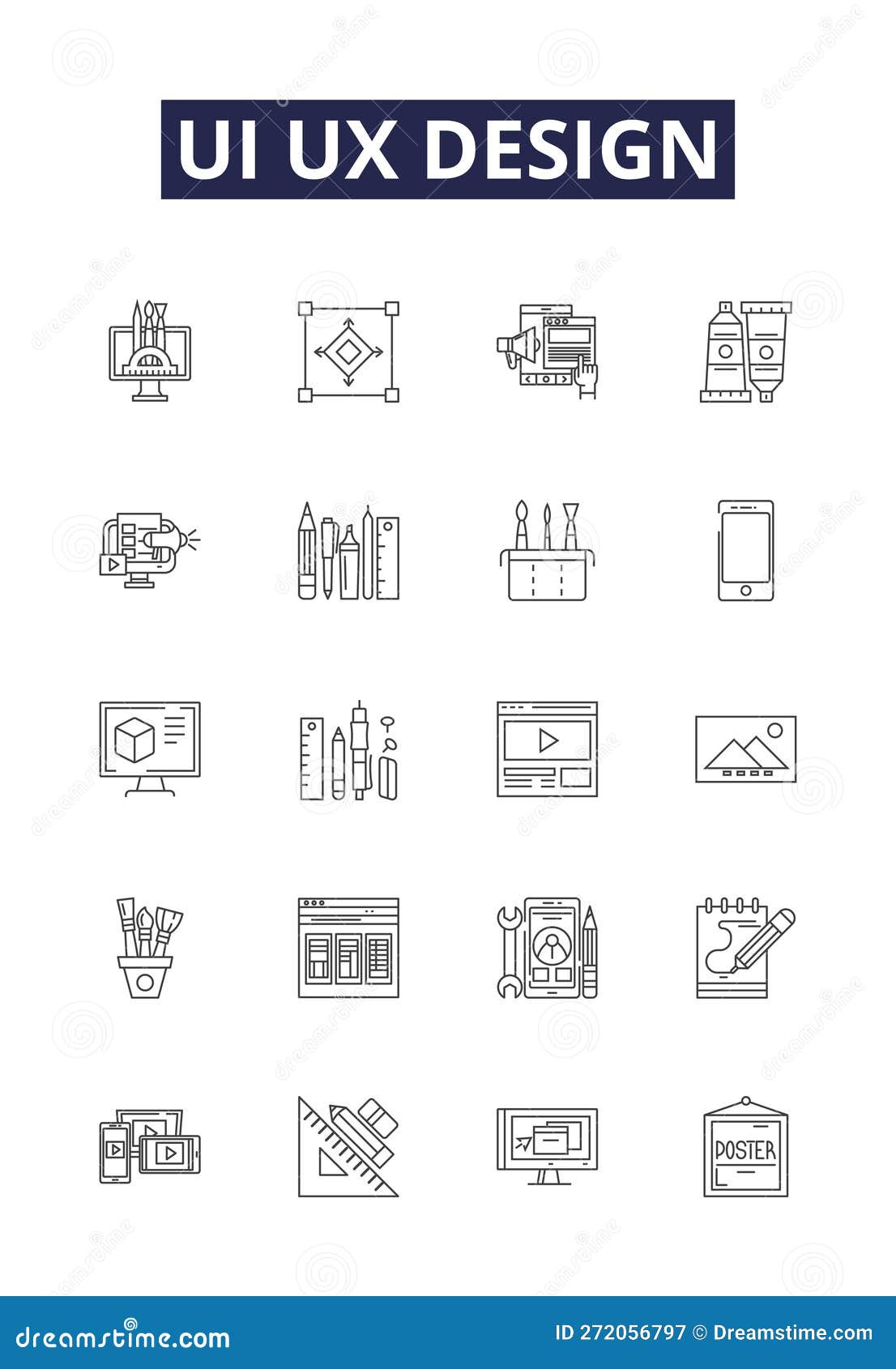 Ui Ux Design Line Vector Icons and Signs. UX, Design, Prototyping, User ...
