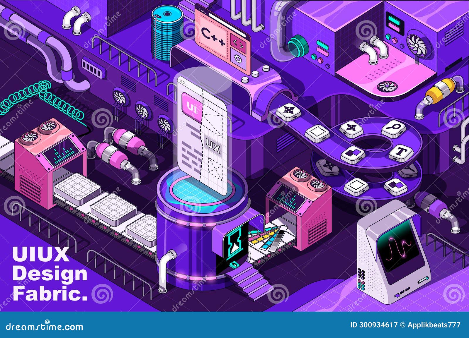 UI UX Design Web Concept in 3d Isometric Design. App Layouts and Mobile ...