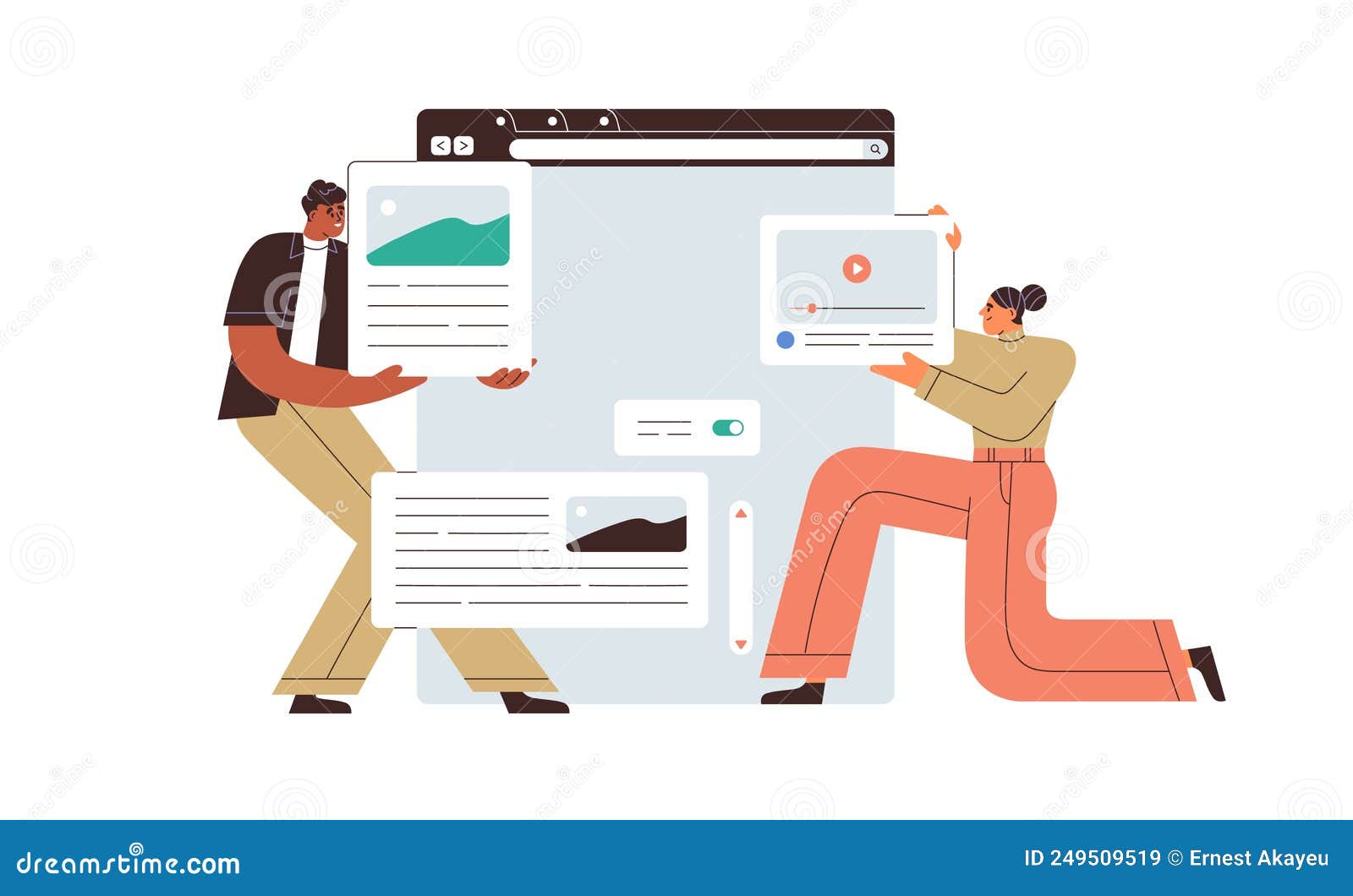 Set Of UI And UX Designers Creating Functional Web Interface Design For ...