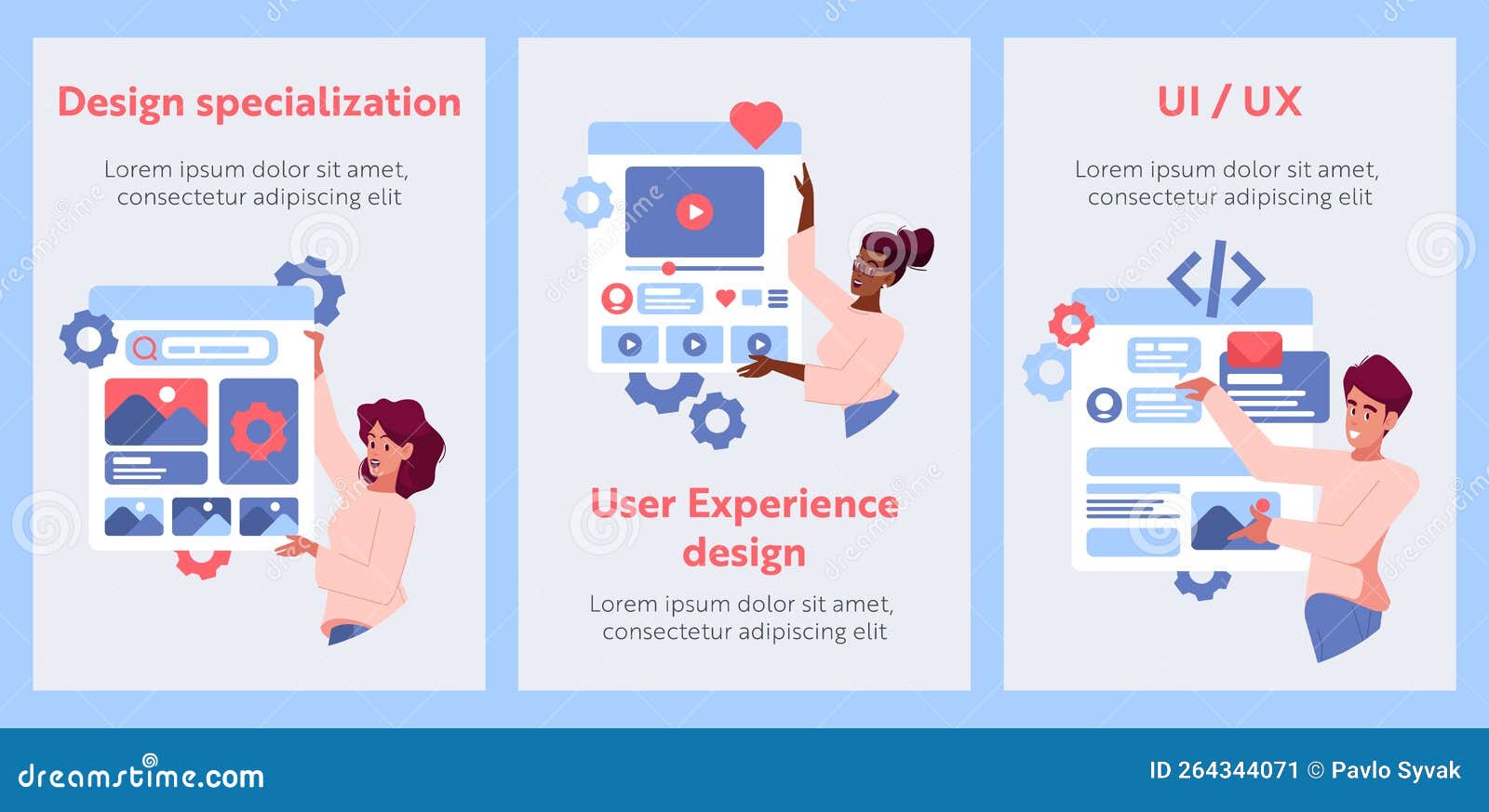 Ui Ux Designer Characters Develop Website Interface Cartoon Banners ...