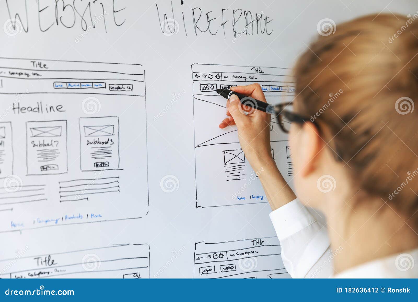 UI UX Designer Drawing New Website Wireframe Stock Photo - Image of ...
