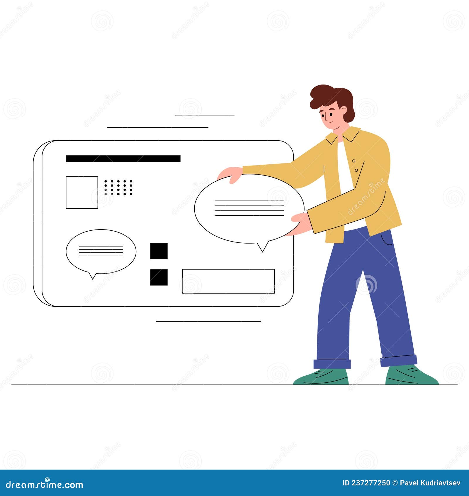 UI UX Designer Working on Web Project Flat Cartoon Vector Illustration ...