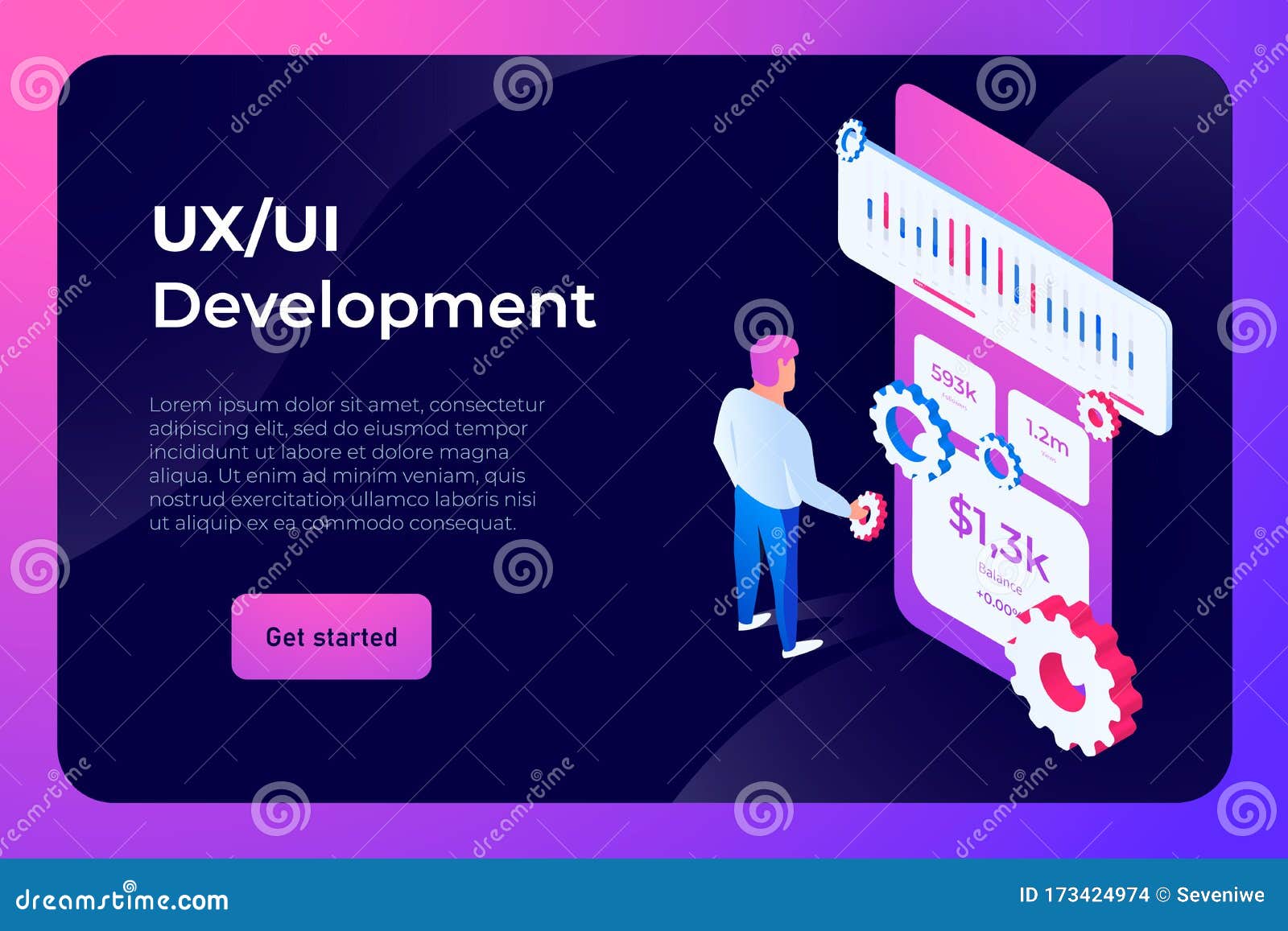 Ui Ux Development Landing Page Concept Ui Designer Or Programmer Creating Structure Of