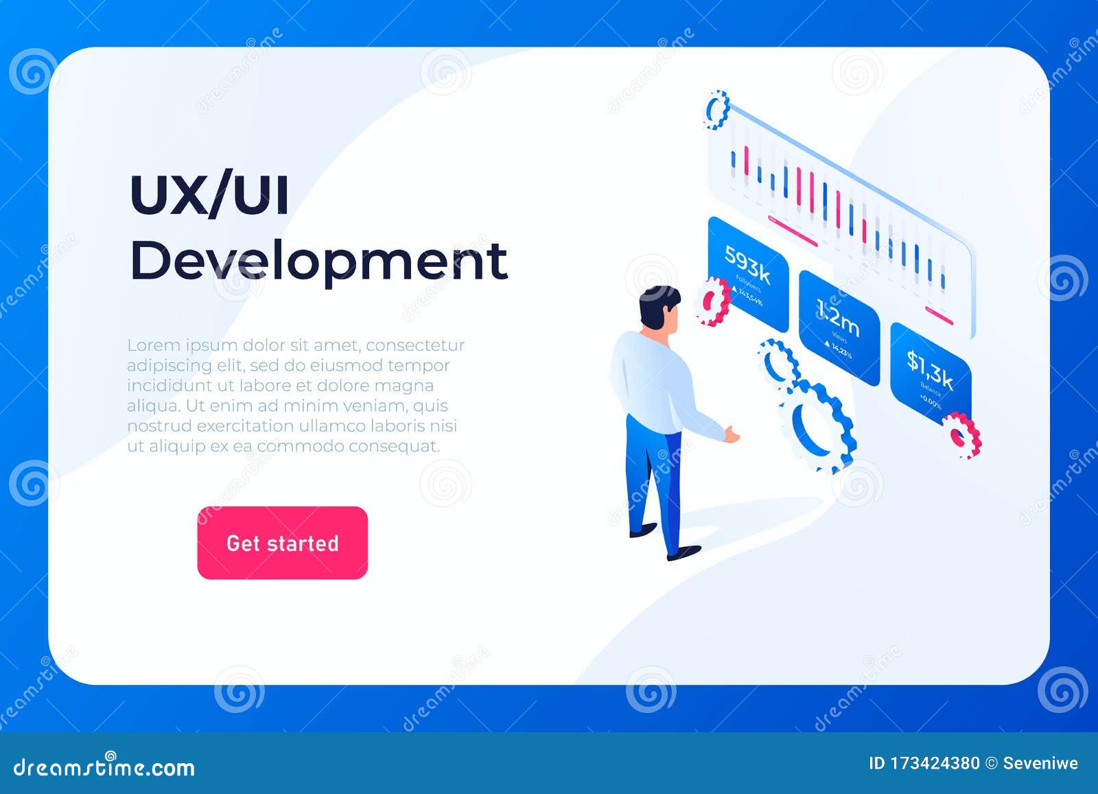 Ui Ux Development Landing Page Concept Ui Designer Or Programmer Creating Structure Of