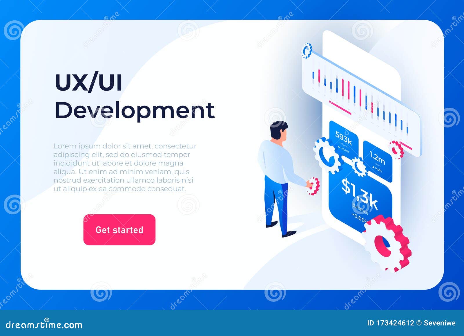 Ui Ux Development Landing Page Concept Ui Designer Or Programmer Creating Structure Of