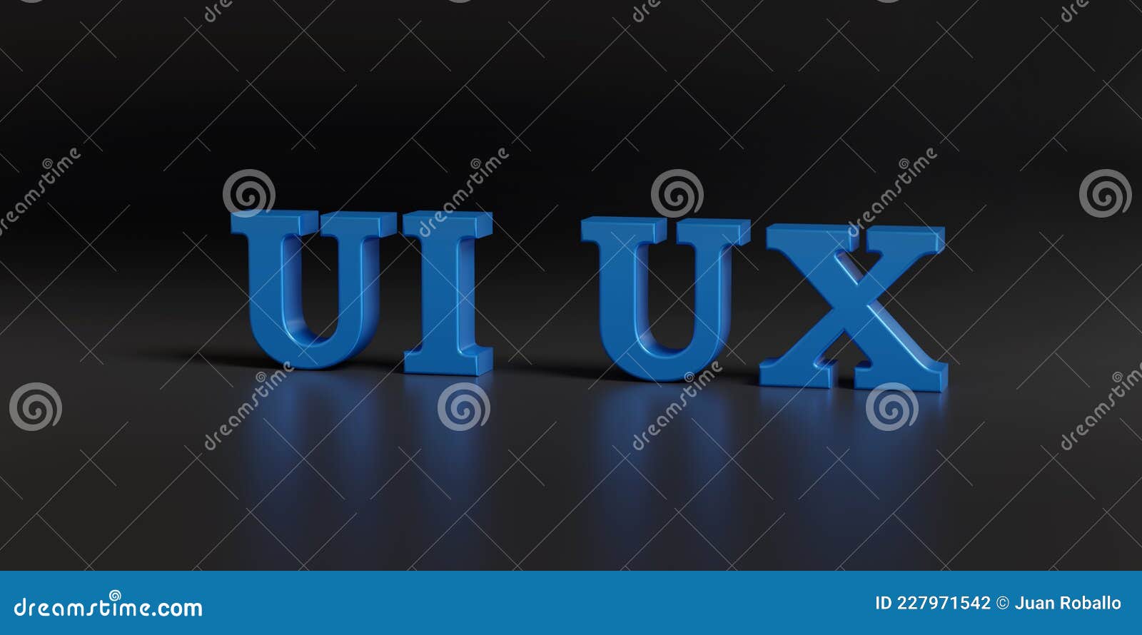 UI UX Text in Three Dimensions on Dark Background. 3d Illustration ...
