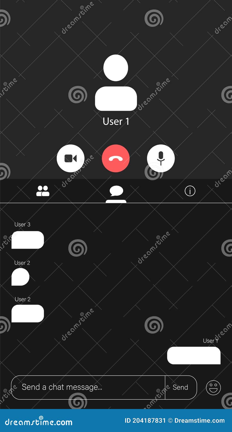 UI/UX Video Conference, Video Meet Calls Window Overlay. Mobile Version ...