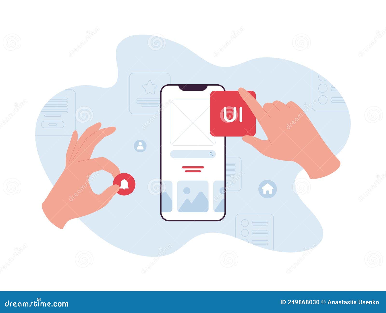 UI, UX and Web Design Concept. Vector Flat Illustration. Human Hands ...