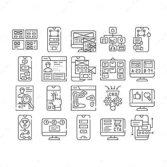 Ui Ux Web Interface App Icons Set Vector Stock Vector - Illustration of control, linear: 329591751