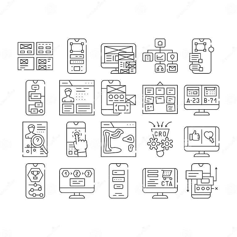Ui Ux Web Interface App Icons Set Vector Stock Vector - Illustration of control, linear: 329591751