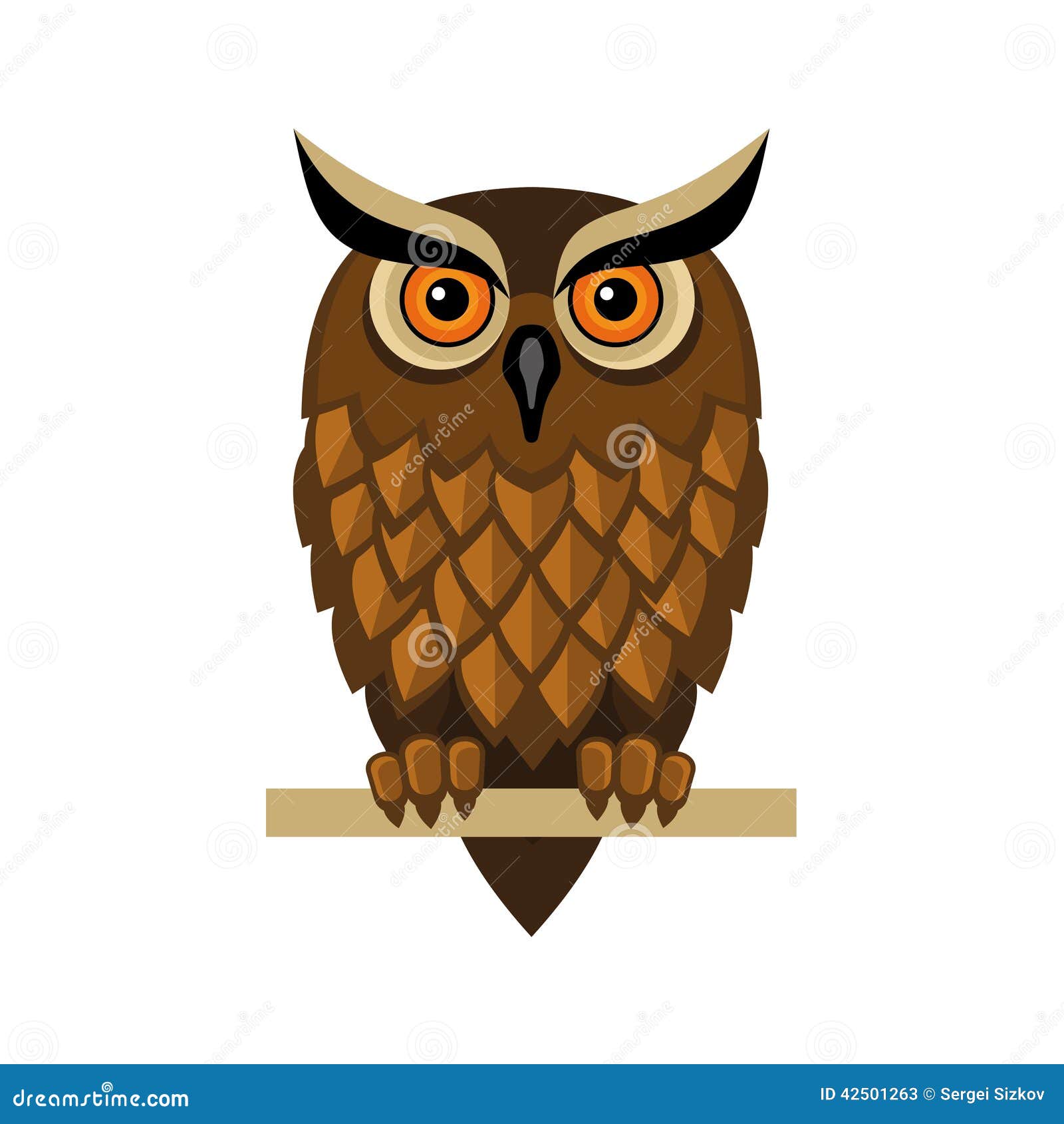 Uil Die Op Wit Wordt Geïsoleerd Vector Vector Illustratie ...