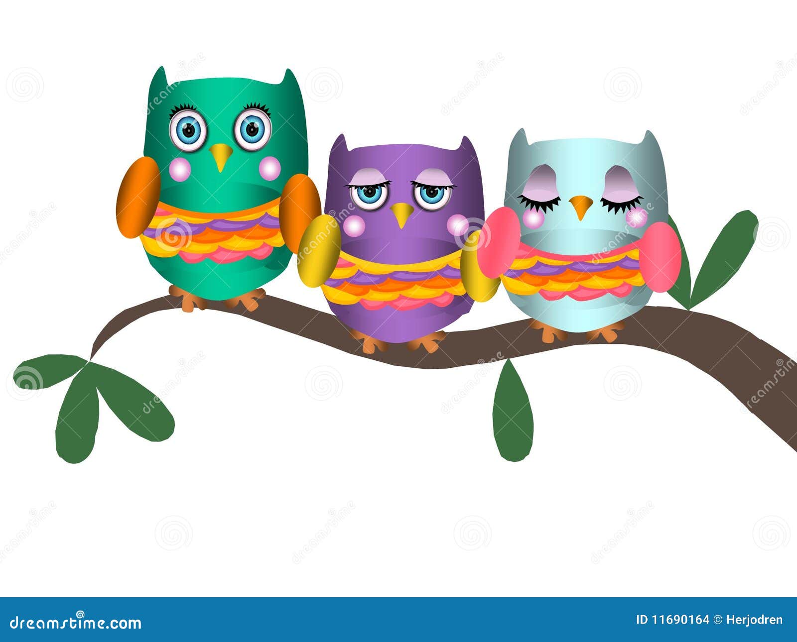Uilen op boomtak stock illustratie. Illustration of gezichten - 11690164