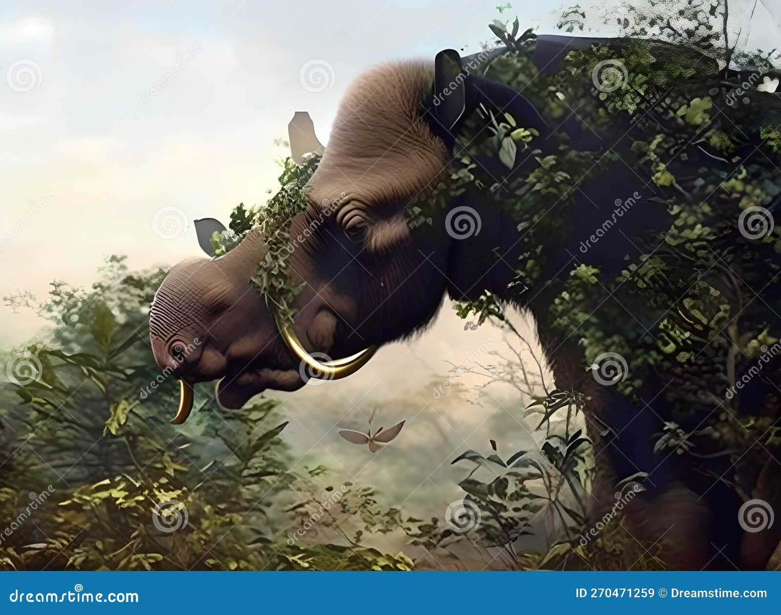 Uintatherium Dinosaur, Generative AI Illustration Stock Illustration ...