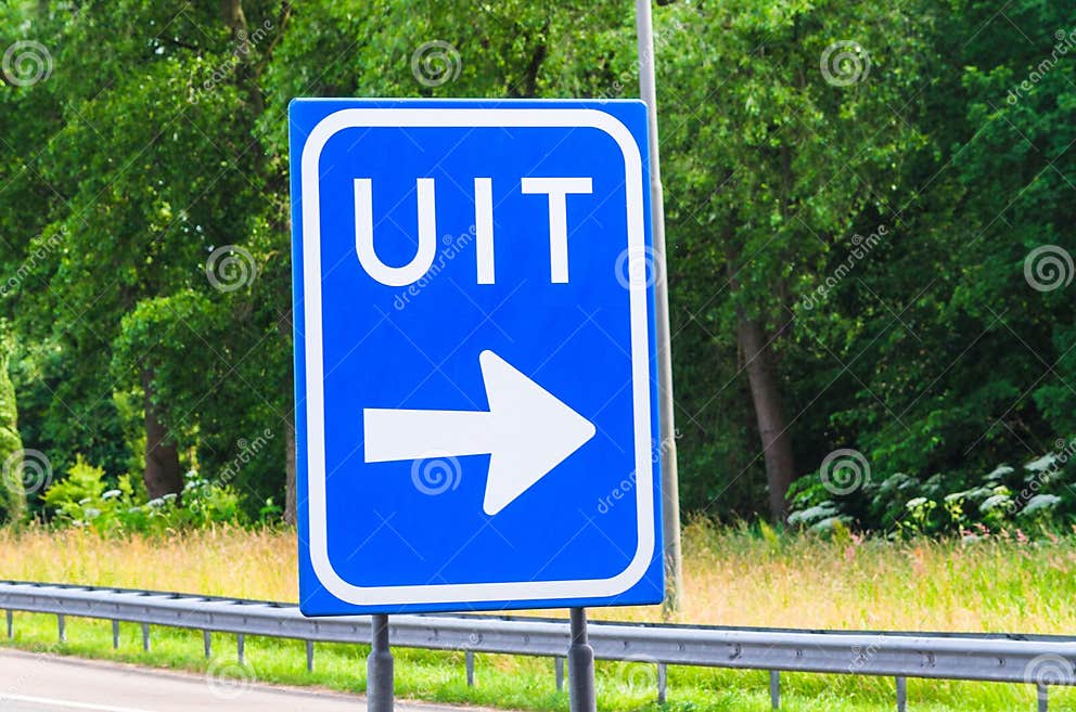 Uit, Dutch Motorway Traffic Signs Stock Image - Image of information ...