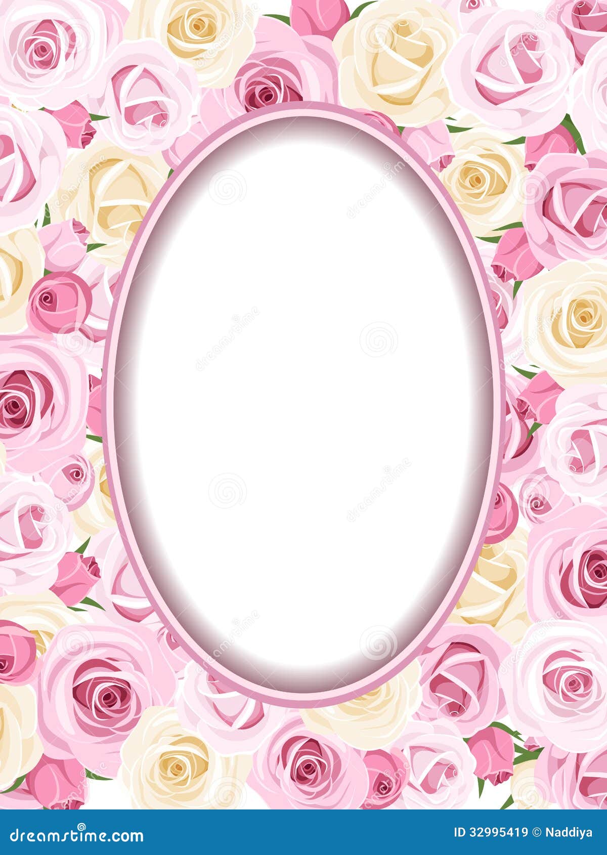 Uitstekend Kader Met Roze En Witte Rozen. Vector Illustratie ...