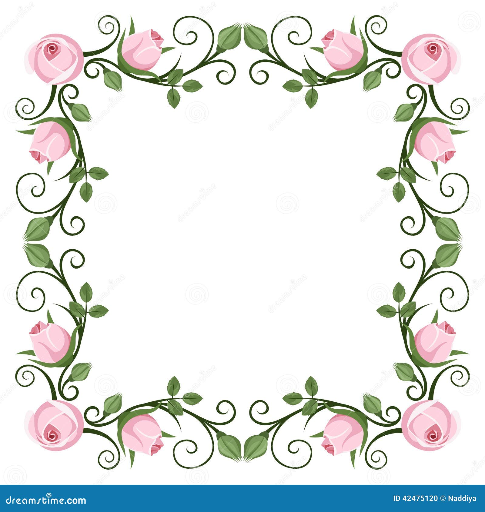 Uitstekend Kalligrafisch Kader Met Roze Rozen Vector Vector Illustratie ...