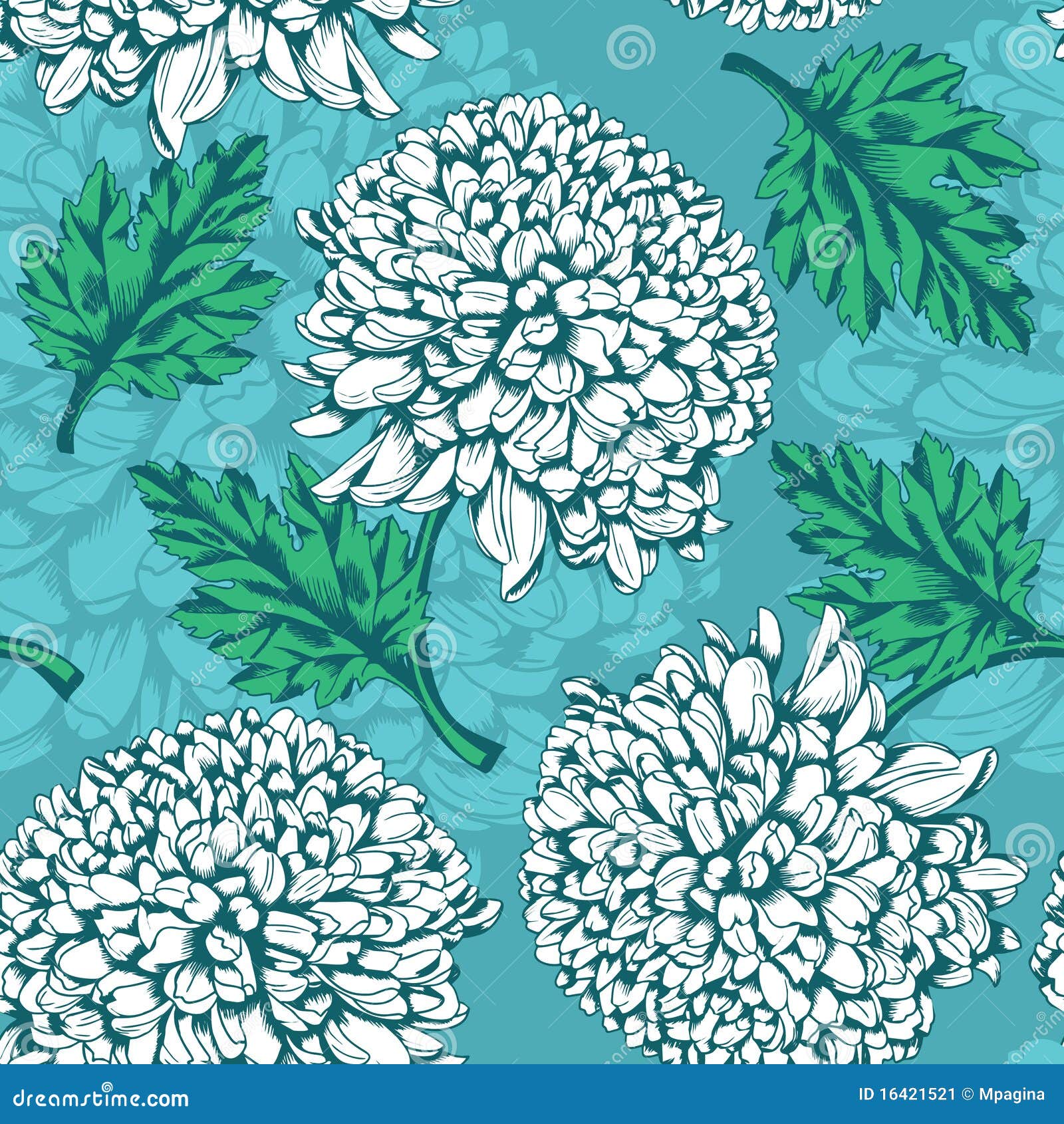 Uitstekend Naadloos Patroon Met Chrysant Vector Illustratie ...