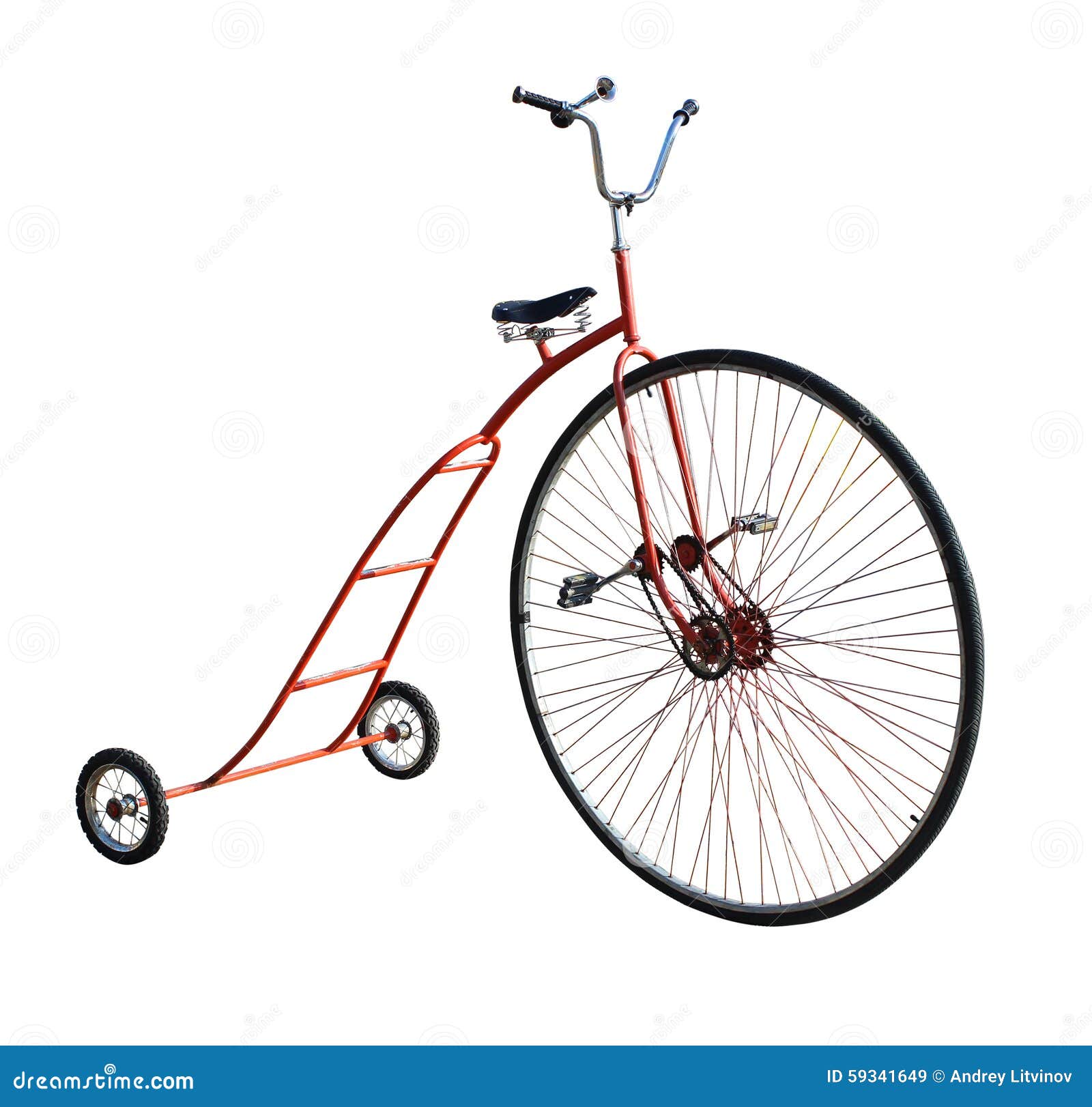 Uitstekende Fiets Met Een Groot Wiel Stock Afbeelding - Image of ...