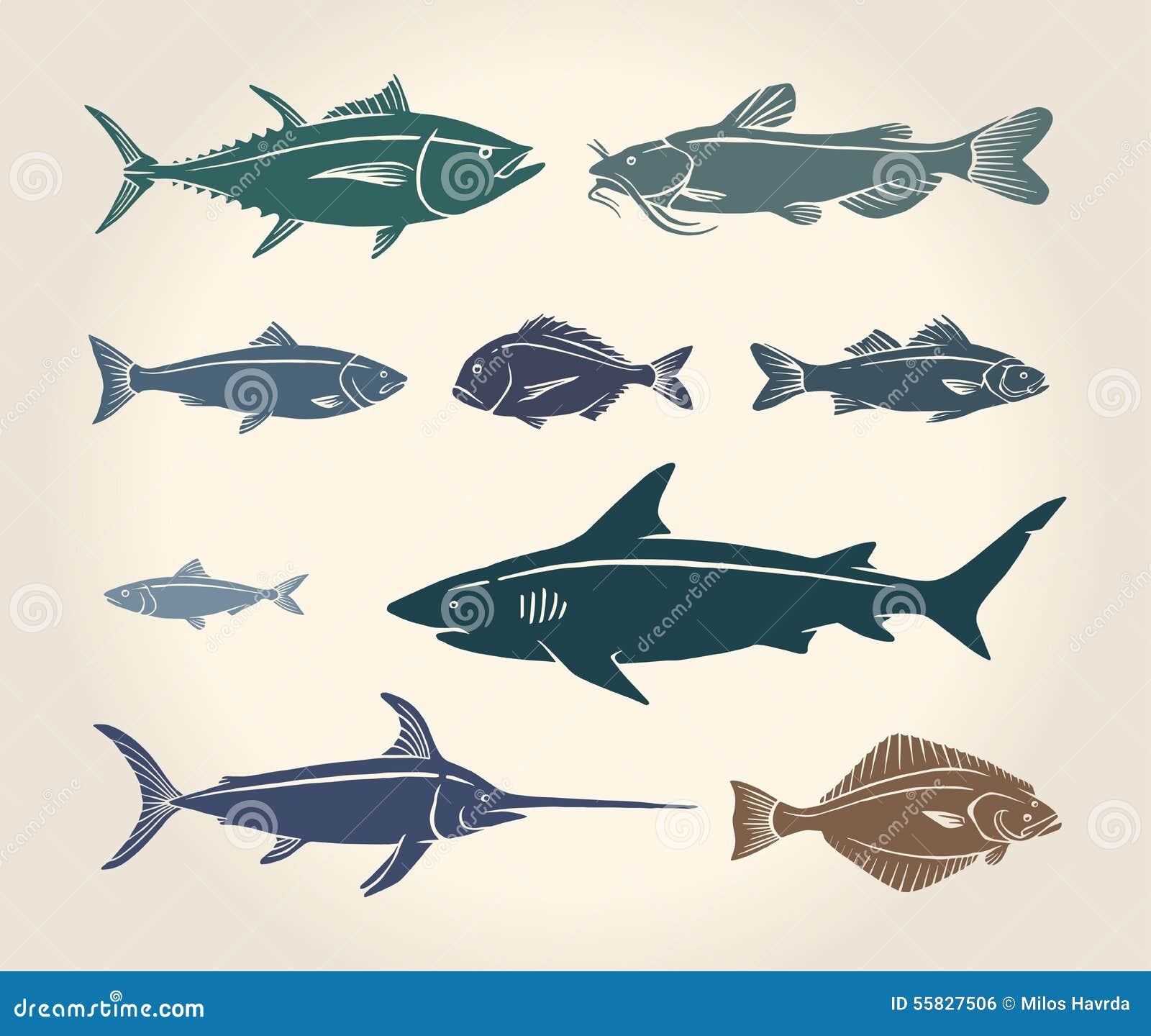 Uitstekende Illustratie Van Vissen Vector Illustratie - Illustration of ...