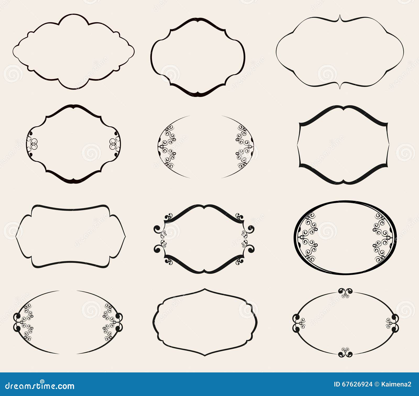 Uitstekende Kaders, Decoratieve Geplaatste Kaders Vector Illustratie ...