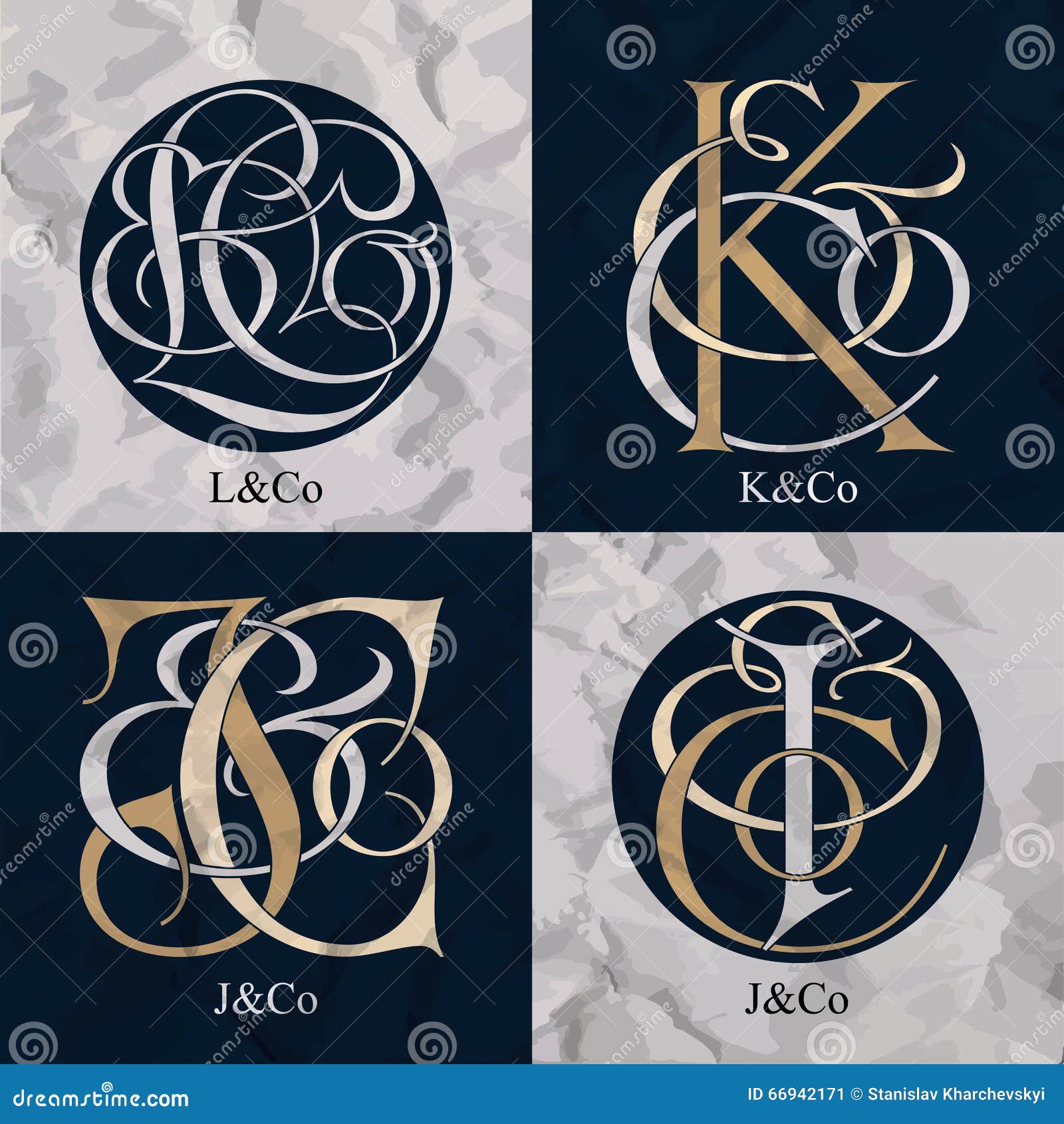 Uitstekende Monogrammen - 4 Reeksen Vector Illustratie - Illustration ...