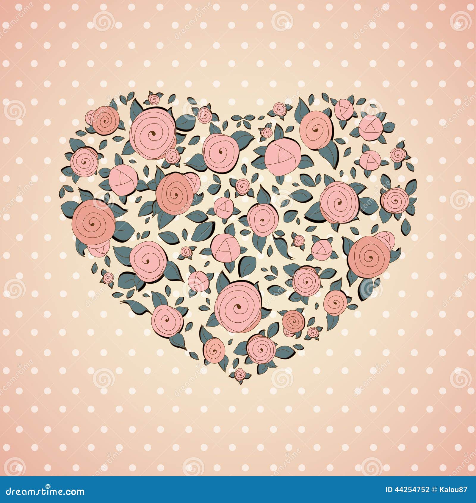 Uitstekende Rozen in Vorm Van Een Hart Vector Stock Illustratie ...