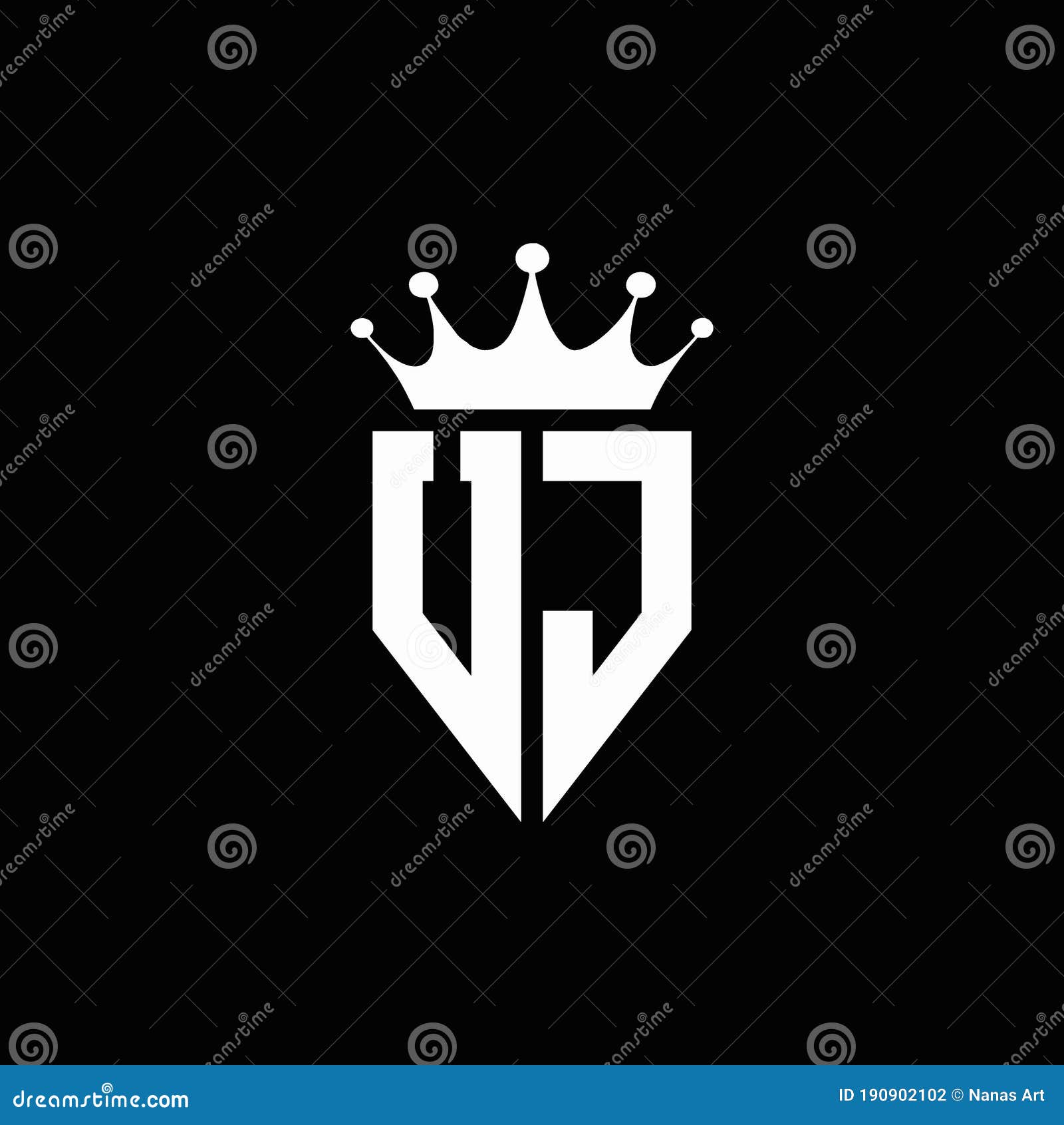 UJ Logo Monogram Emblem Style with Crown Shape Design Template Stock ...