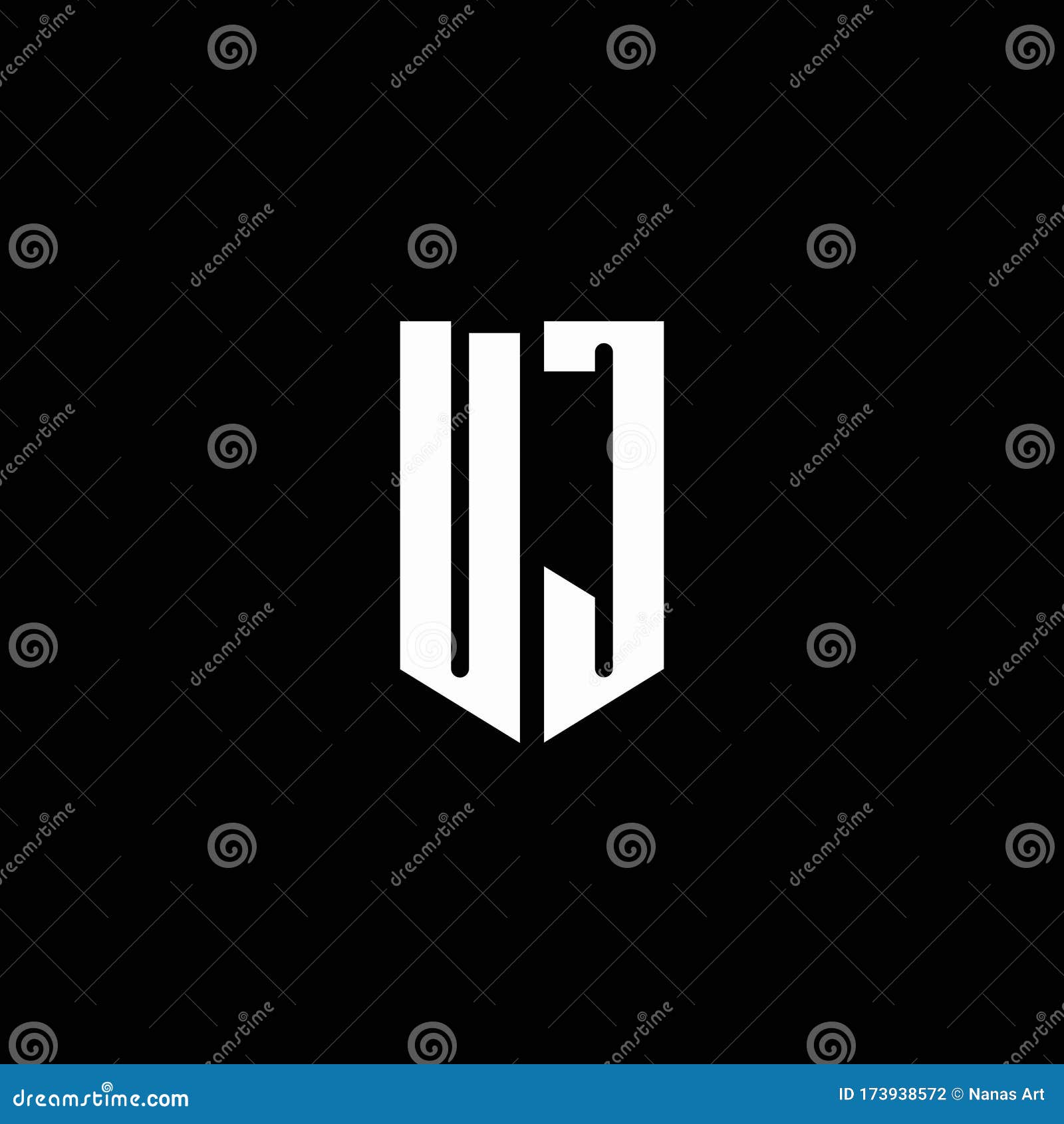 UJ Logo Monogram with Emblem Style Isolated on Black Background Stock ...