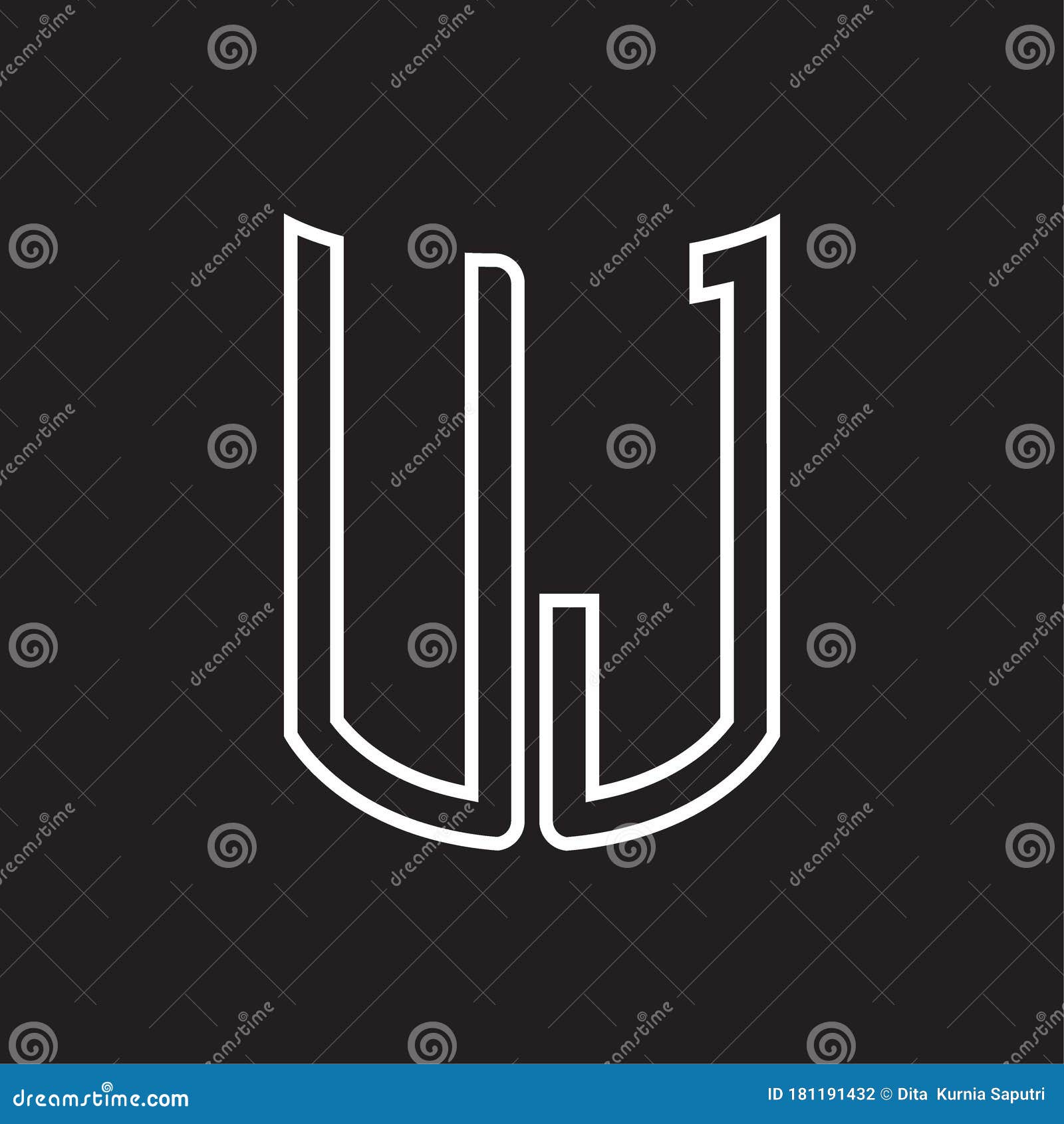 UJ Logo Monogram with Ribbon Style Outline Design Template Stock Vector ...