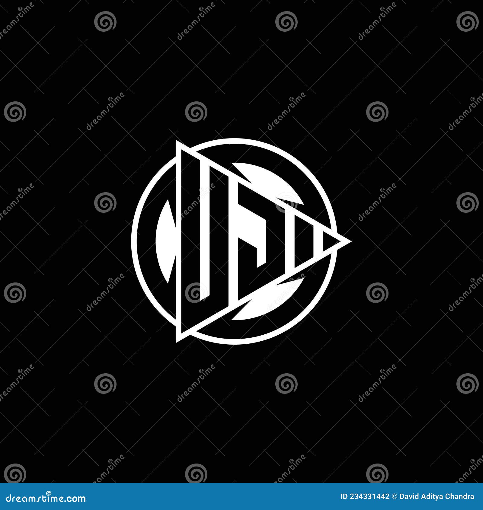 UJ Logo Monogram Triangle Play Shape Circle Rounded Stock Vector ...