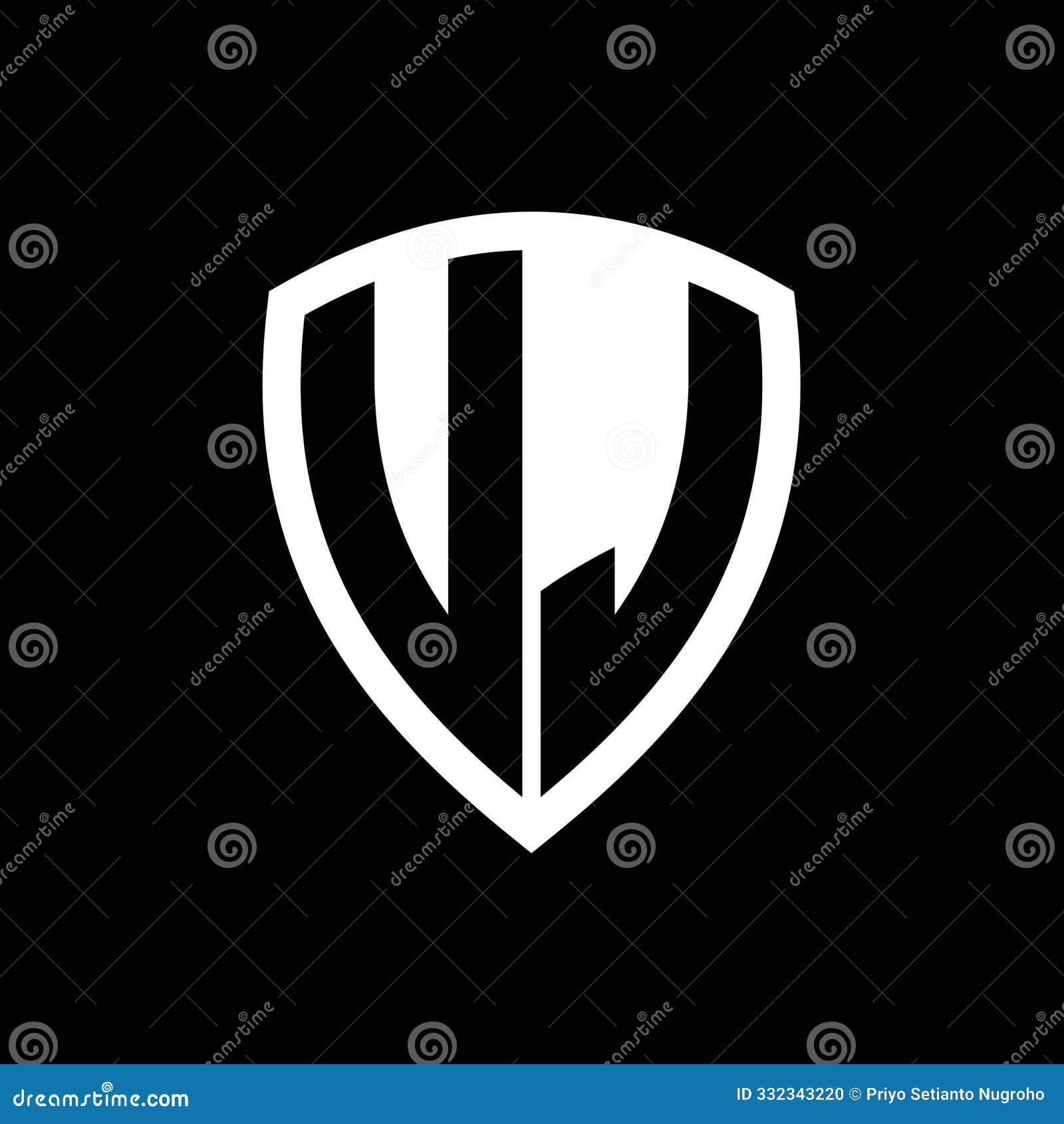 UJ Monogram Logo with Bold Letters Shield Shape with Black and White ...