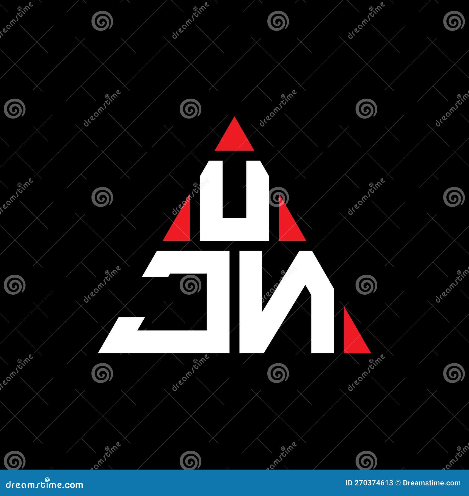 UJN Triangle Letter Logo Design with Triangle Shape. UJN Triangle Logo ...