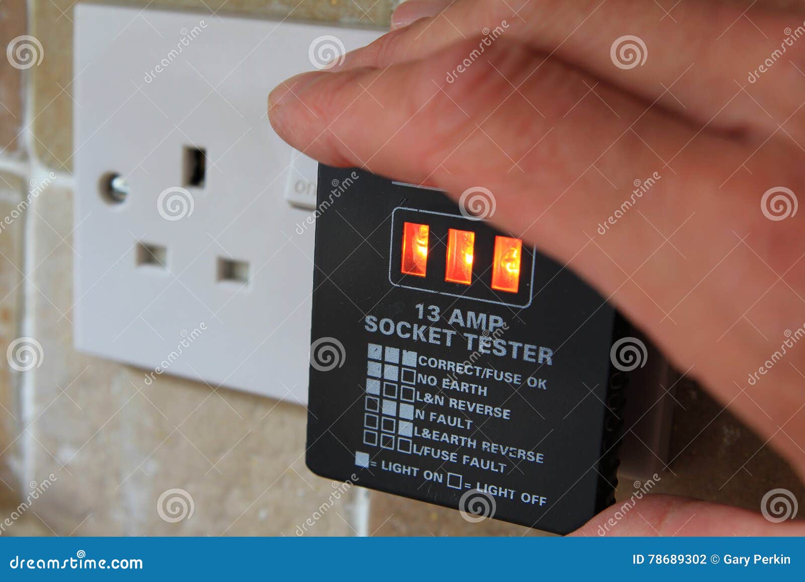 UK 13 AMP Socket Tester Showing Plug Working Correctly Stock Photo ...