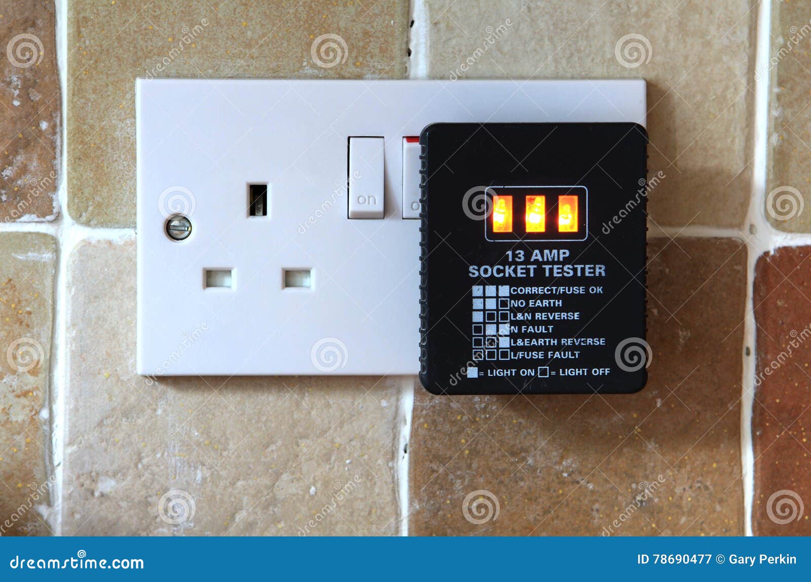 UK 13 AMP Socket Tester Showing Plug Working Correctly Stock Image ...