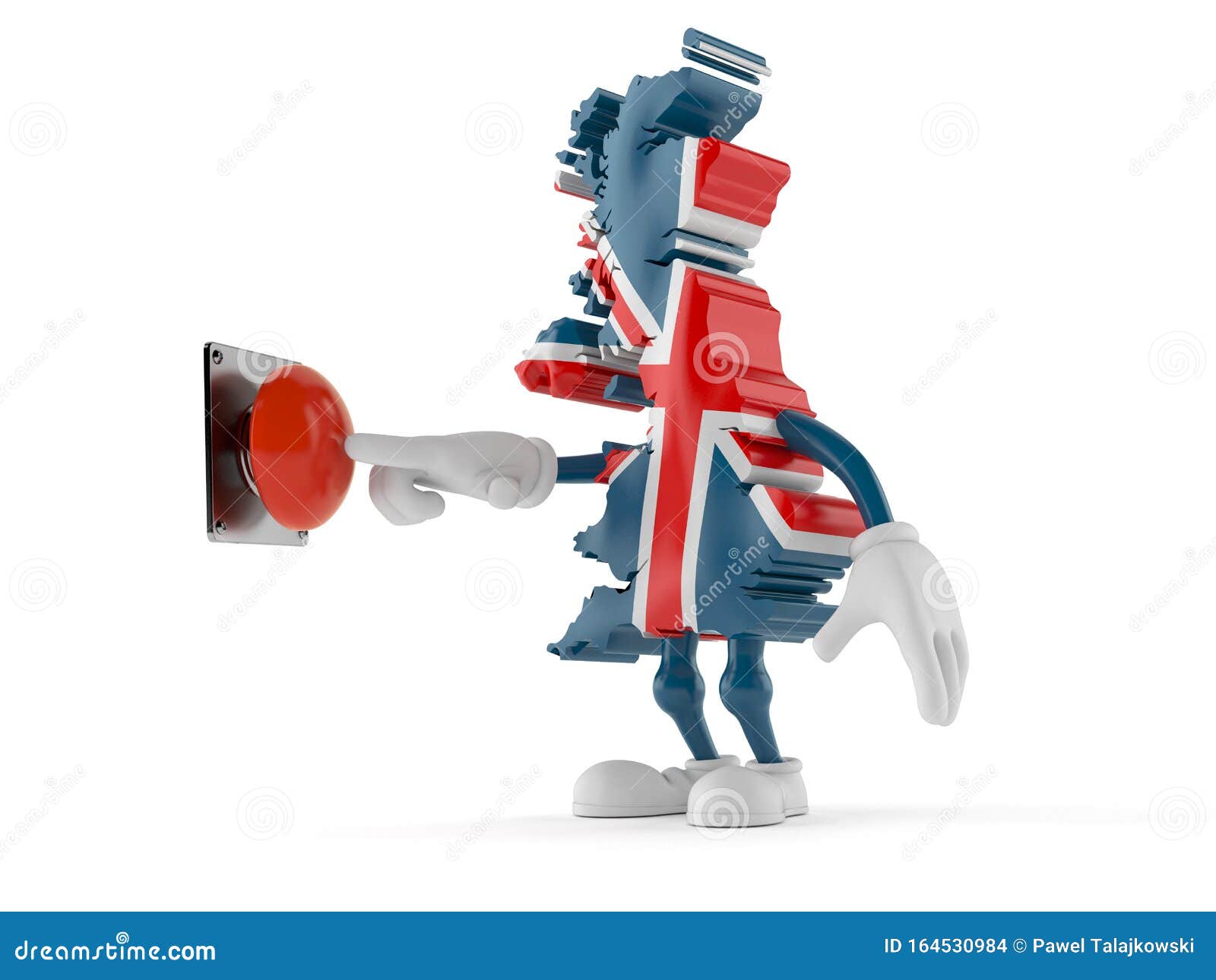 UK Character Pushing Button on White Background Stock Illustration ...