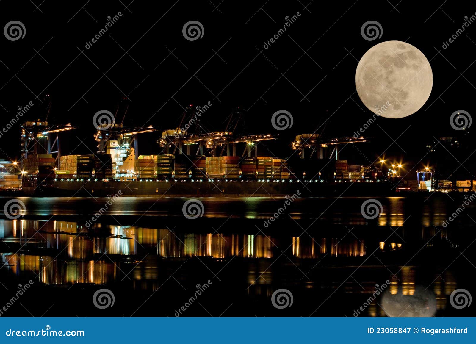 UK Container Port at Night stock image. Image of heavy - 23058847