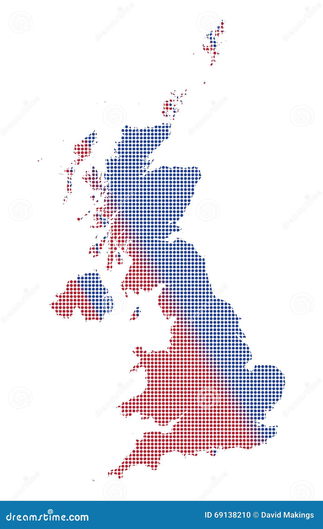 UK Dot Map Red and Blue stock illustration. Illustration of england ...