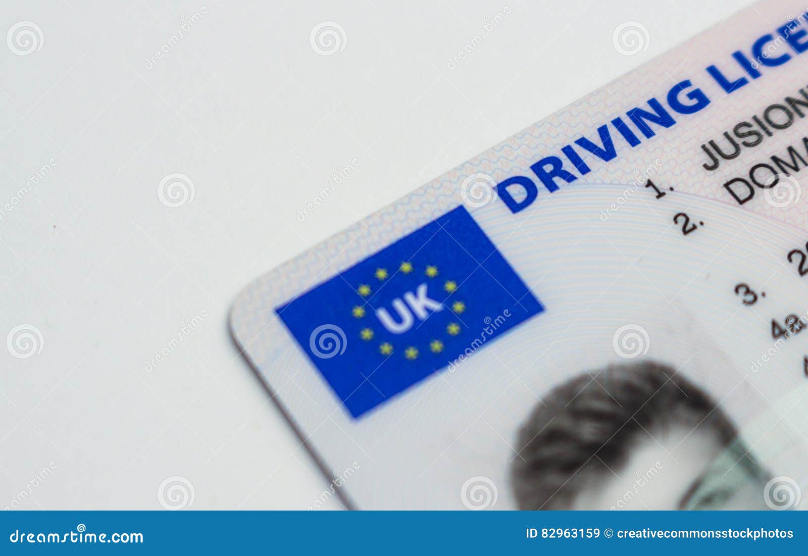 UK Drivers License Picture. Image: 82963159
