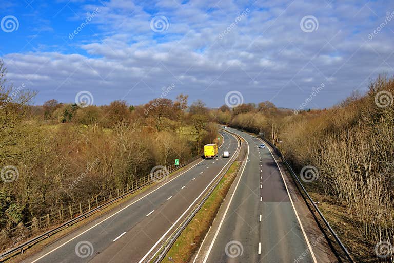 UK dual carriageway stock image. Image of transport, lane - 19308275