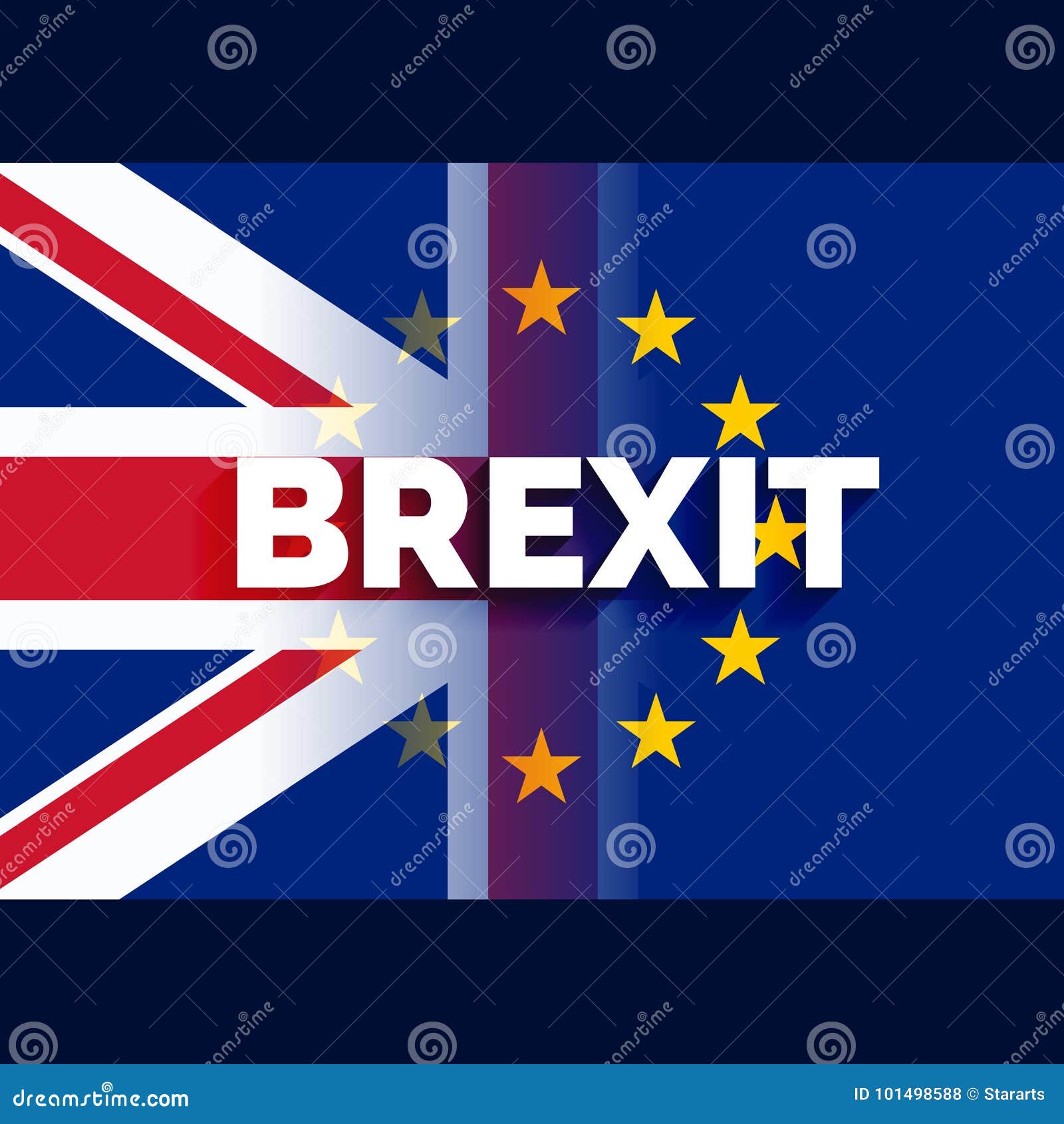 Uk and Eu Flag with Brexit Text Stock Vector - Illustration of united ...