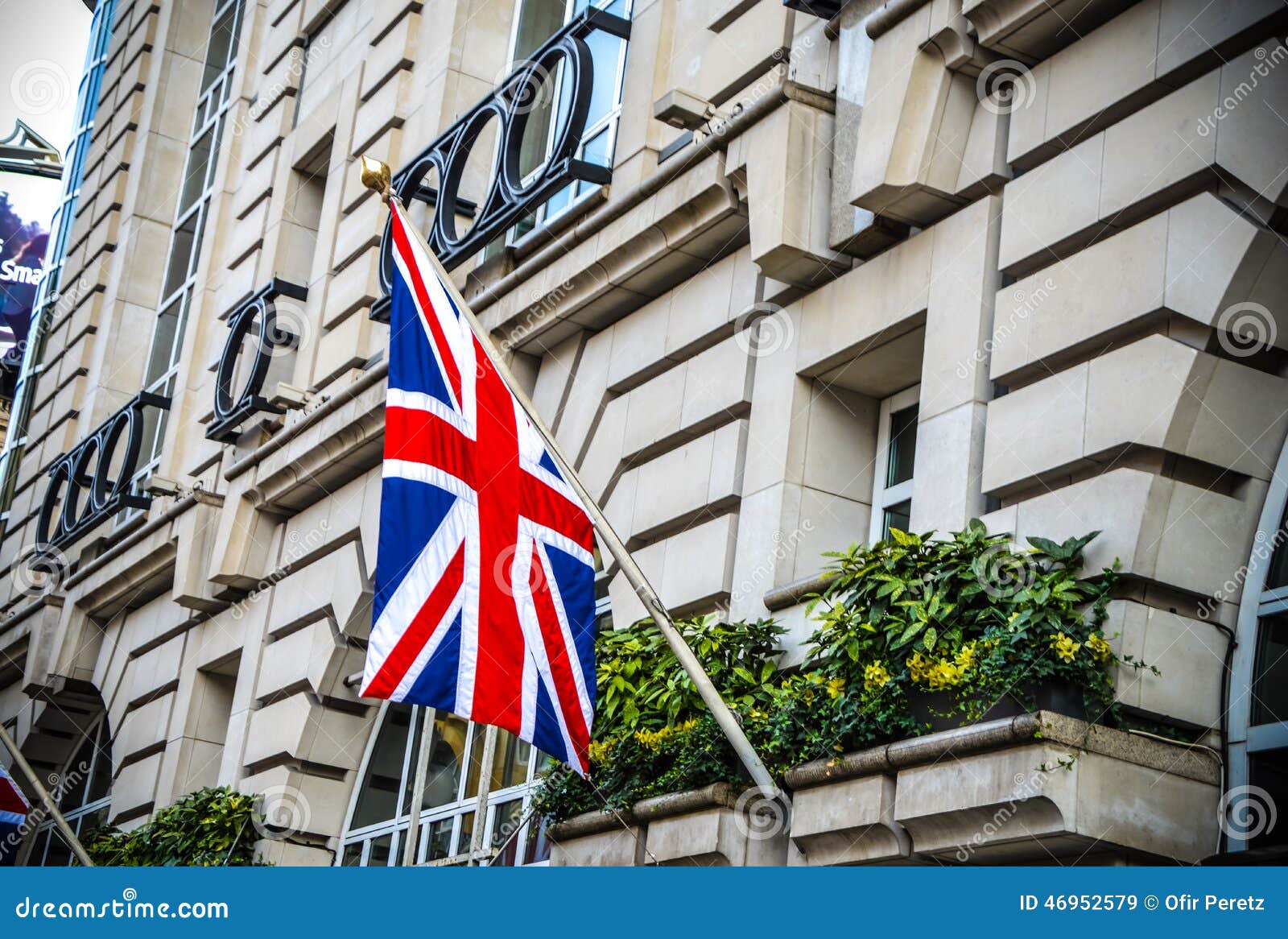 UK Flag on Building in London during Summer Time Stock Image - Image of ...