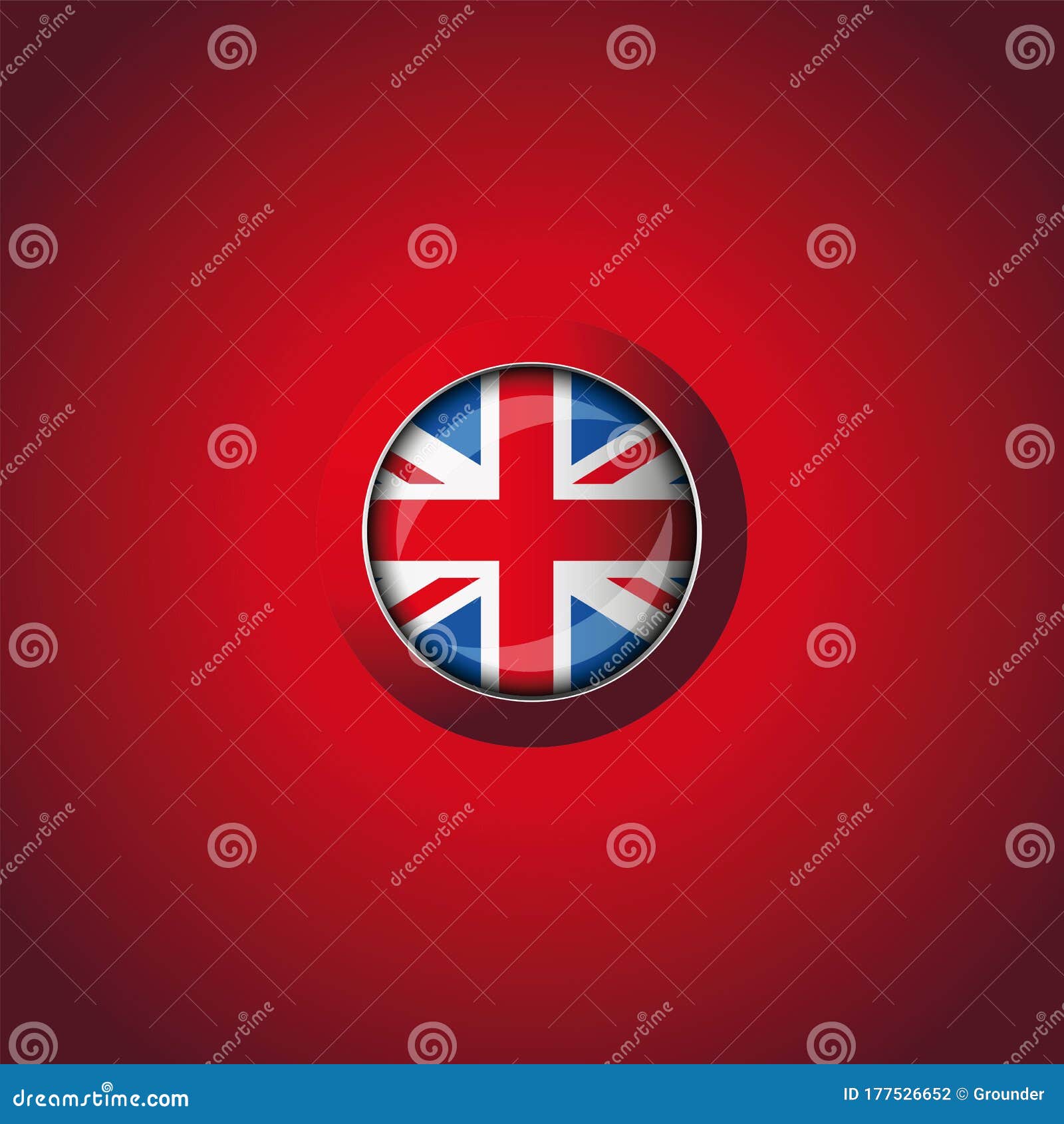 UK Flag Button on Red Field Stock Illustration - Illustration of design ...