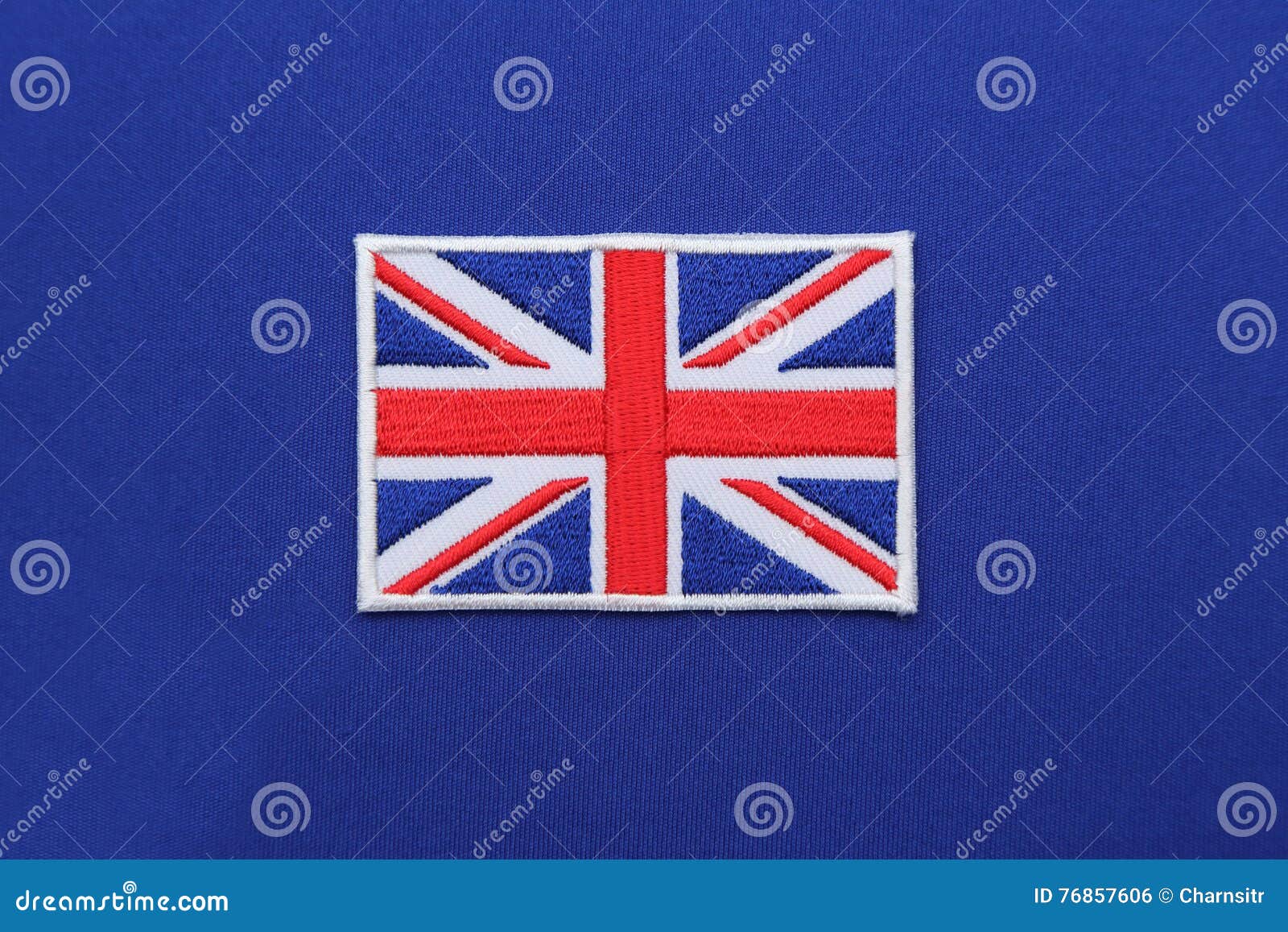 Uk flag patch on fabric stock photo. Image of europe - 76857606
