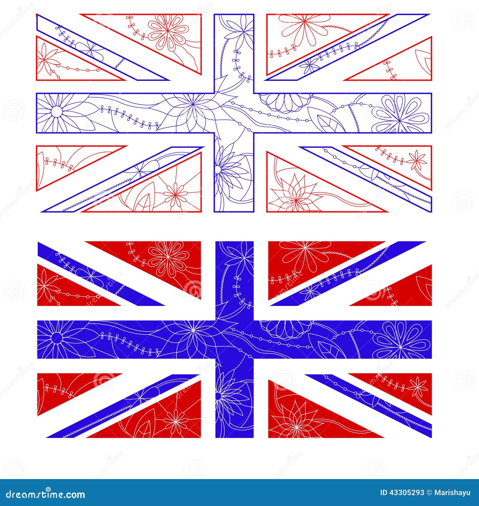 UK flags stock vector. Illustration of outline, flora - 43305293